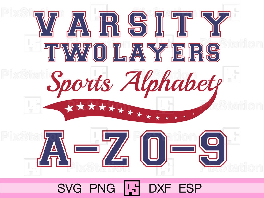 Varsity Font SVG: Layered Athletic Letters, Numbers (digital Download ...