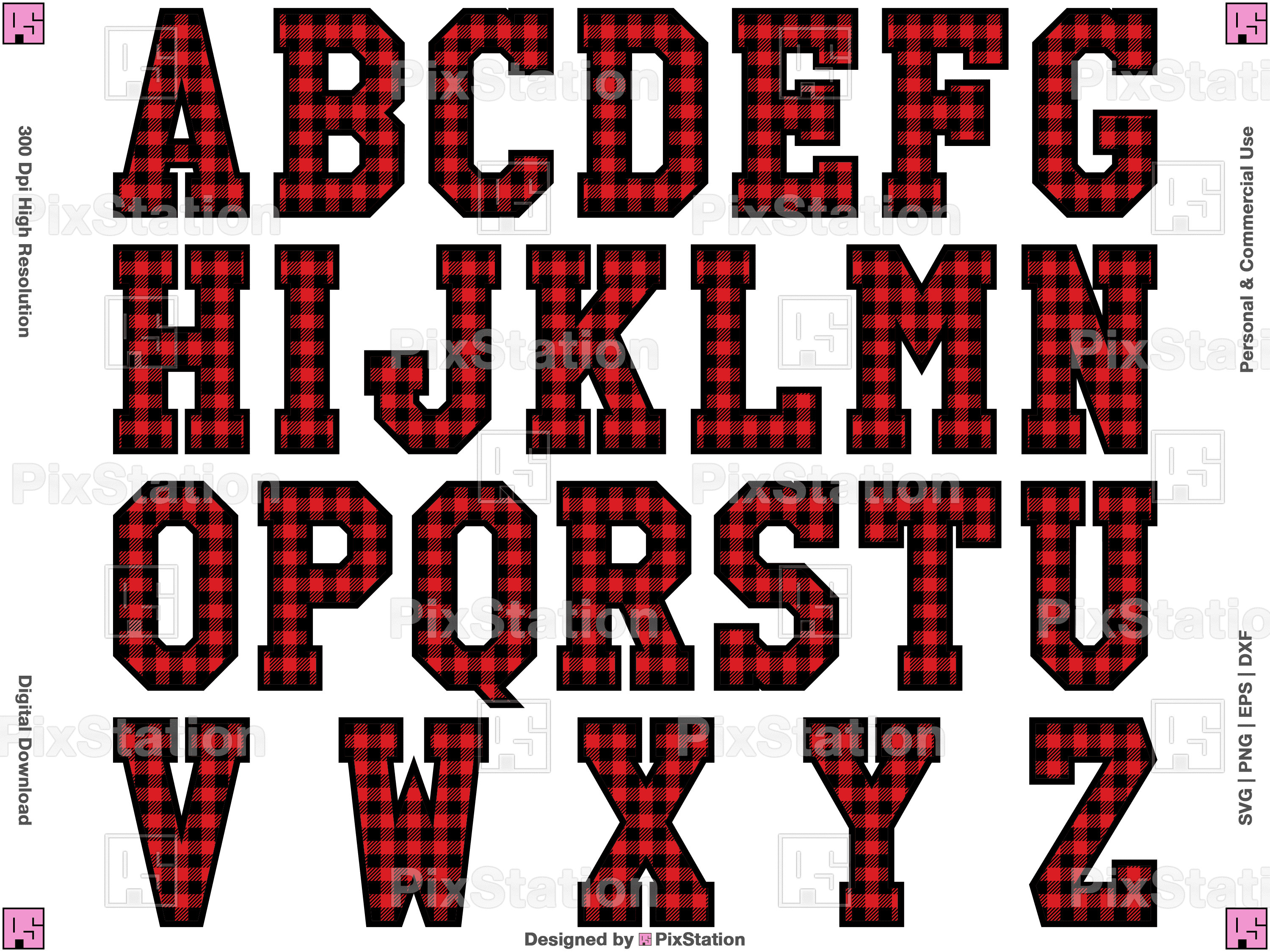 Buffalo Plaid Alphabet Multi Layered Svg Red Buffalo Plaid - Etsy