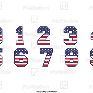 USA Flag Varsity Font, Patriotic Alphabet Numbers (svg, Png, Dxf, Eps ...