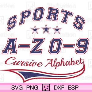 Varsity Cursive Alphabet SVG: Layered Italic Font (digital Download) - Etsy