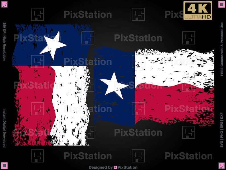 Two Distressed Waving Texas Flags Svg Dxf Png Wave Texas Flag - Etsy