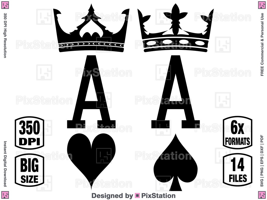 Ace of Spades Svg Ace of Hearts Svg Ace Heart Crown Svg Ace - Etsy