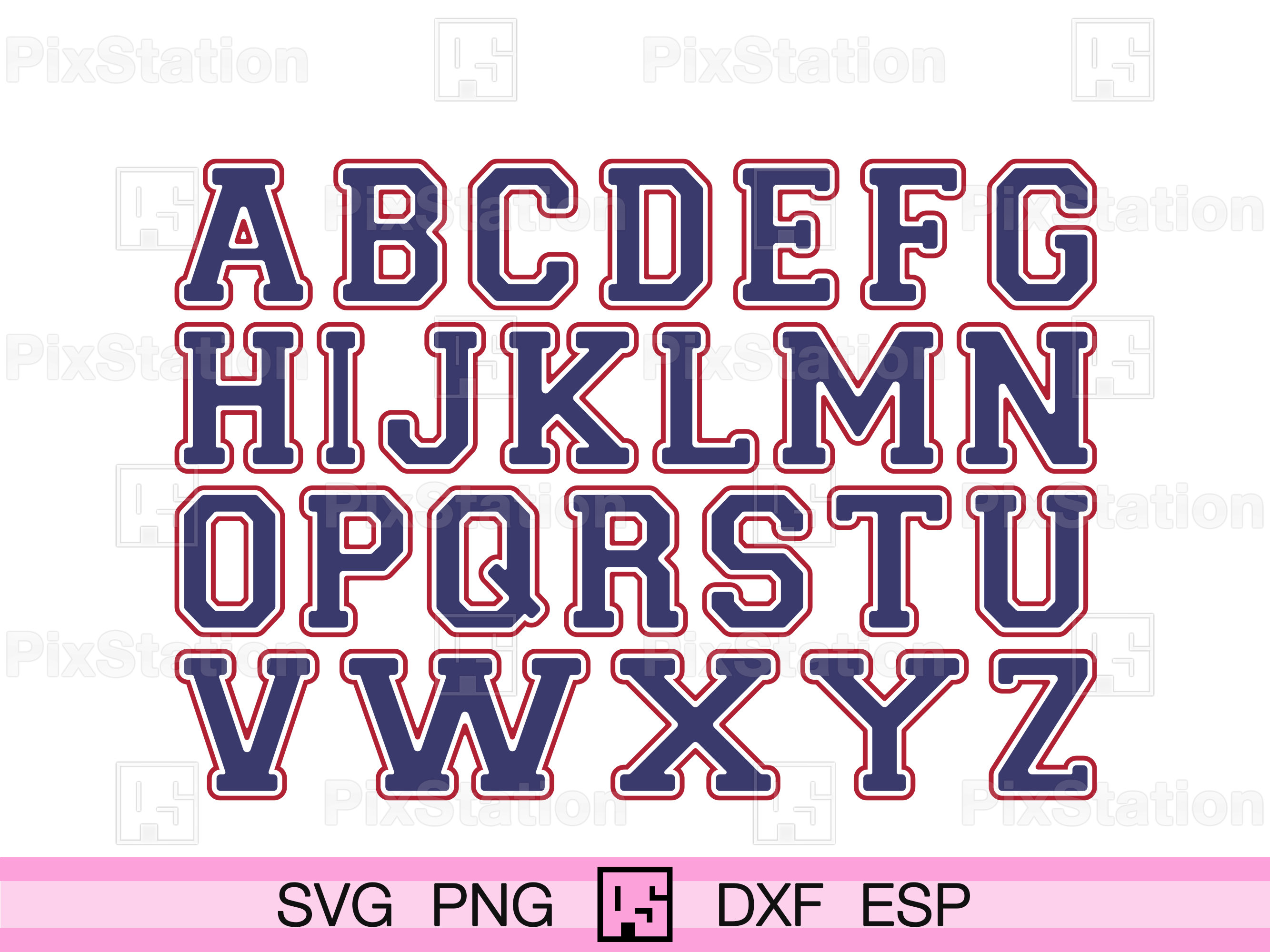 Varsity Rounded Alphabet SVG: Layered Font Cut File - Etsy