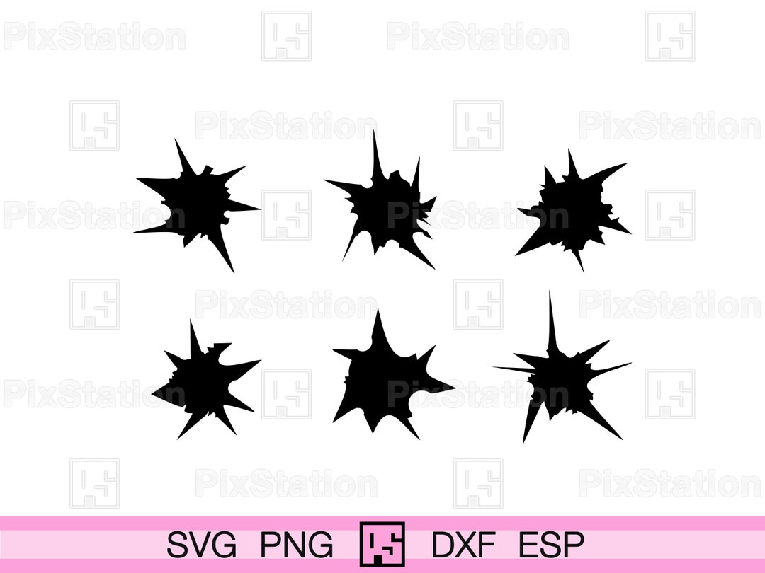 Cracked Bullet Hole Set, Vector Clipart (SVG, PNG, PDF) - Etsy