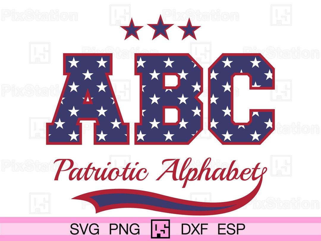 Varsity Patriotic Alphabet Svg, Patriotic Letters and Numbers Png, 4th ...