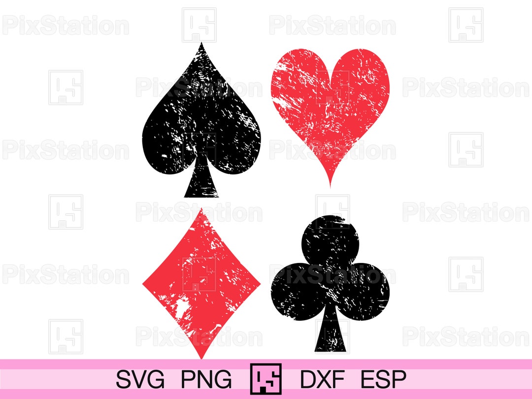 Distressed Playing Card Suit Svg, Spade Club Heart Diamond Poker ...