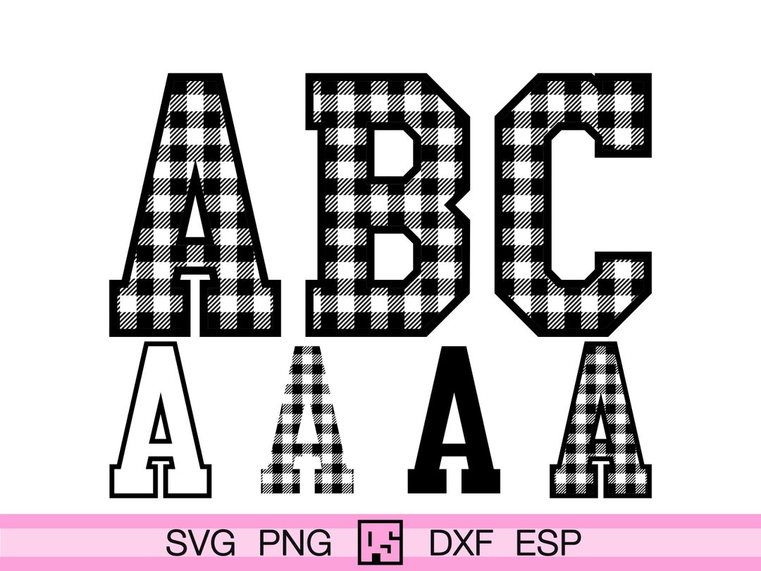 Buffalo Plaid Alphabet SVG: Varsity Letters & Numbers (digital Download ...