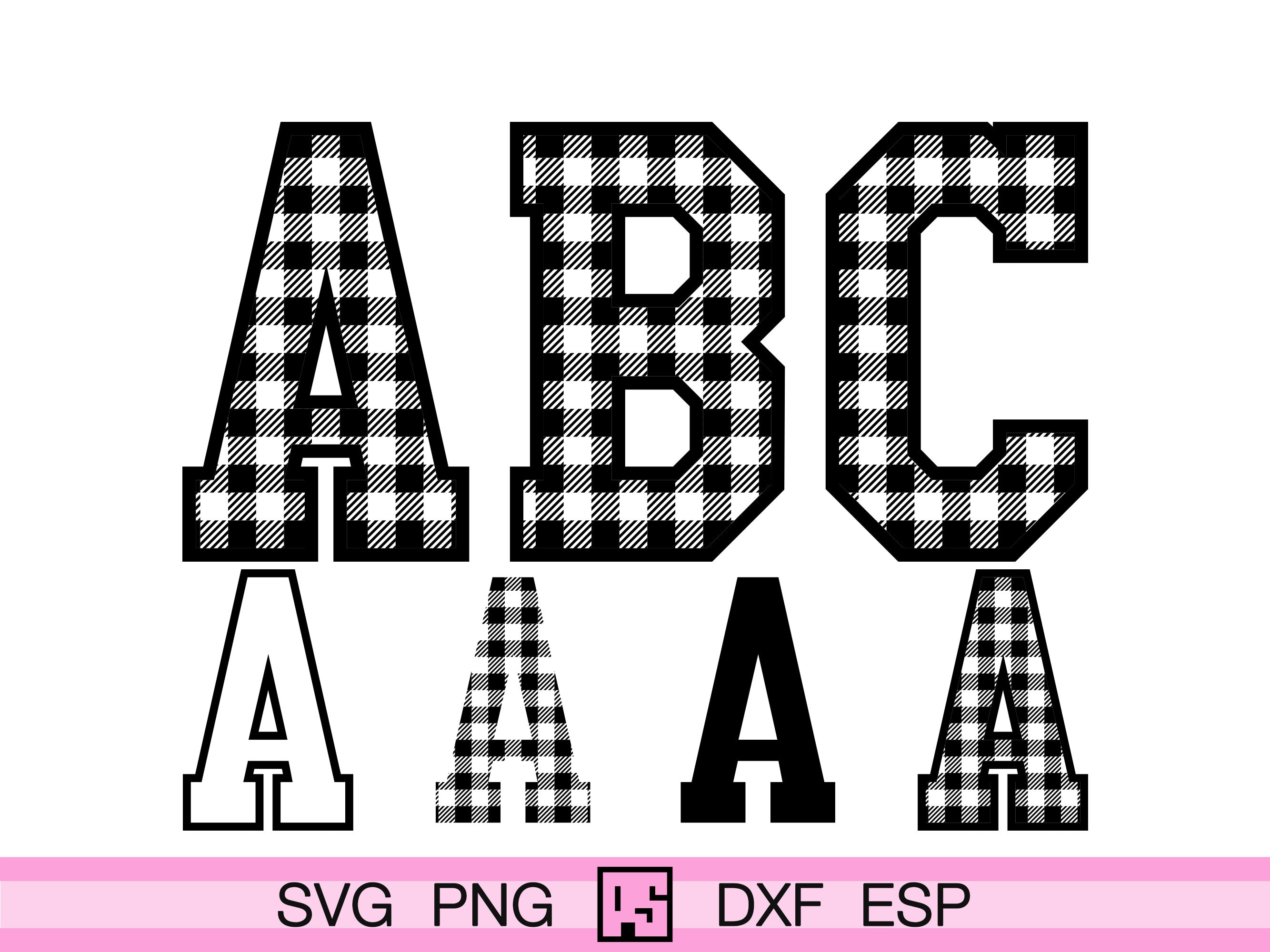 Buffalo Plaid Alphabet SVG: Varsity Letters & Numbers (digital Download ...