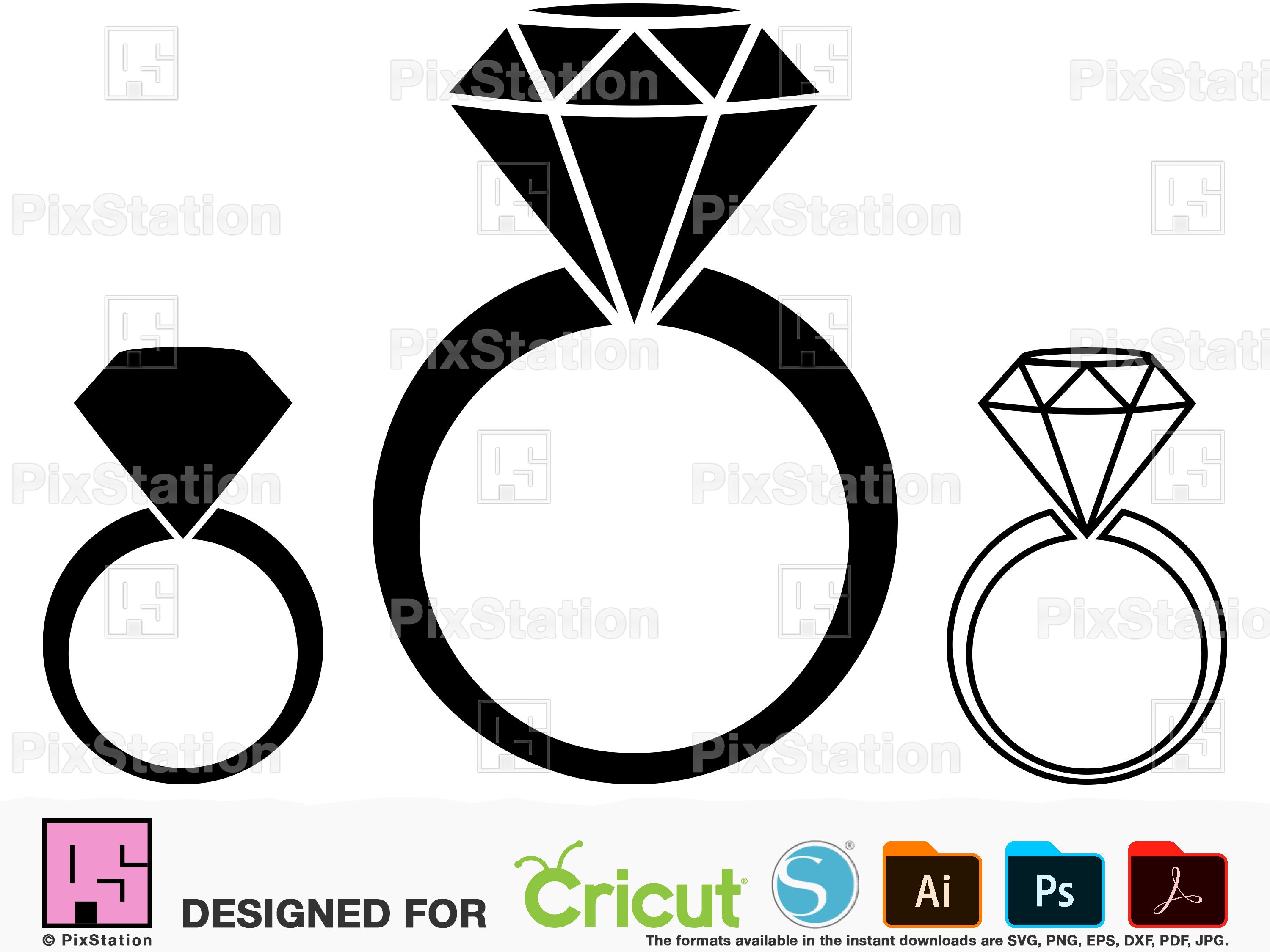 Wedding Ring Svg Diamond Ring Svg Clip Art Vector Dxf Pdf Jpg | Etsy