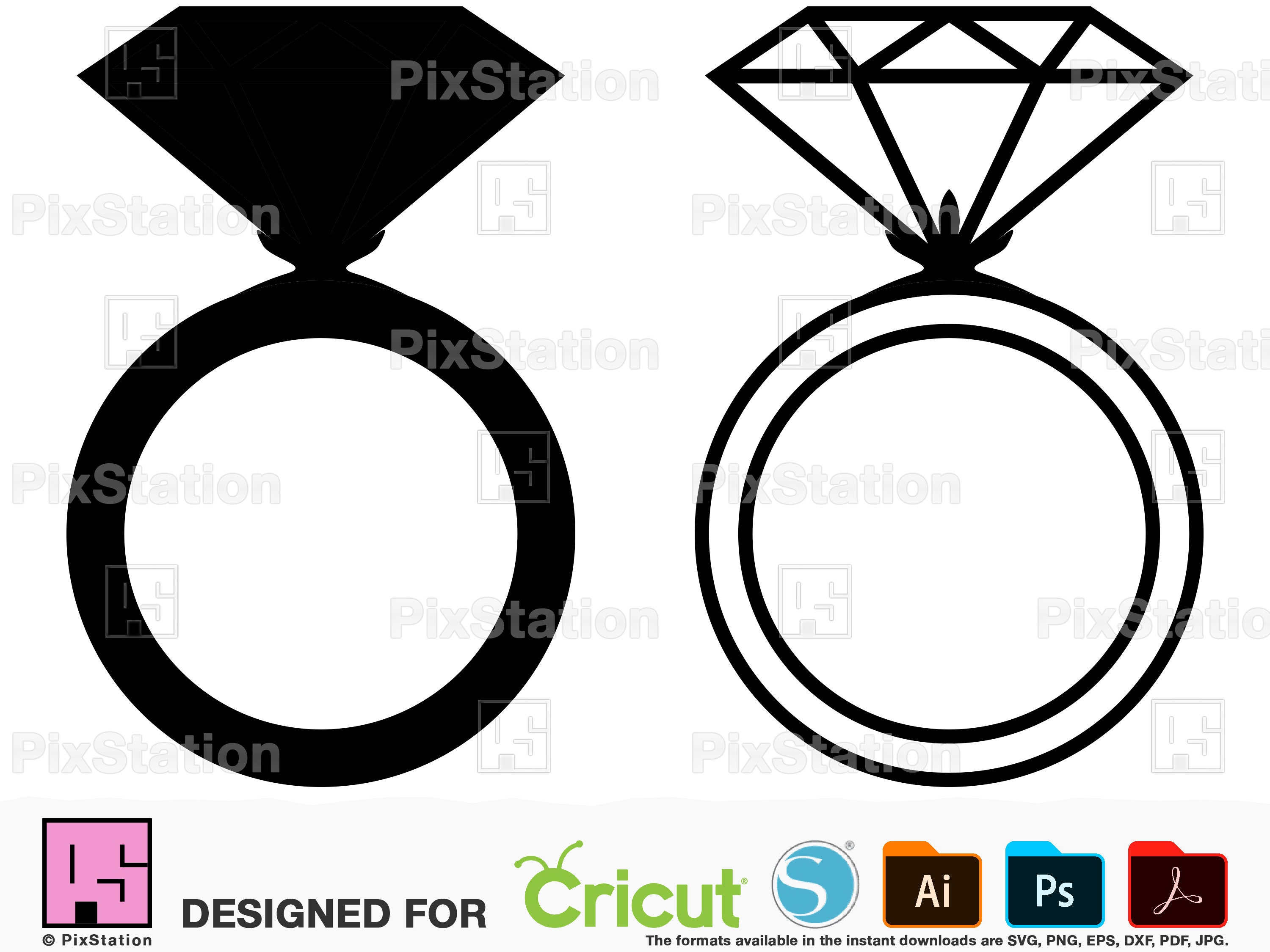 Anillo de diamantes Svg Anillo de bodas Svg Clip art Vector - Etsy México