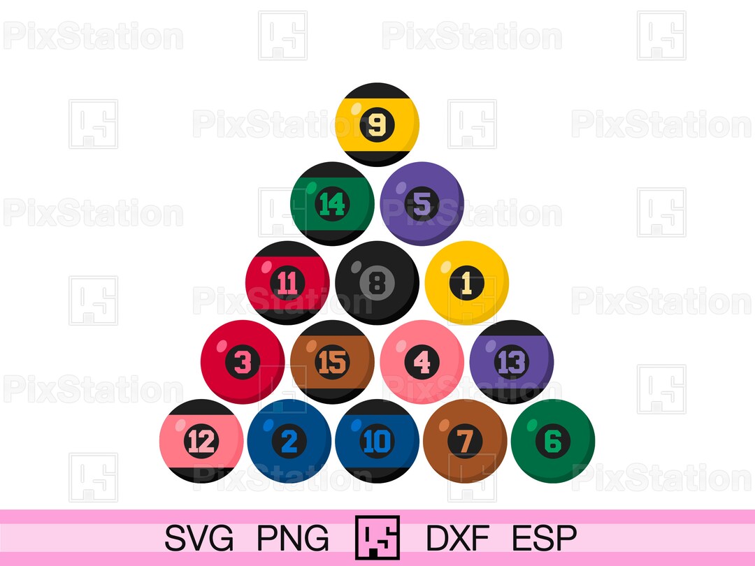 Pool Balls Svg, Dark Color Pool Balls Svg, Billiard Balls Clipart Png ...