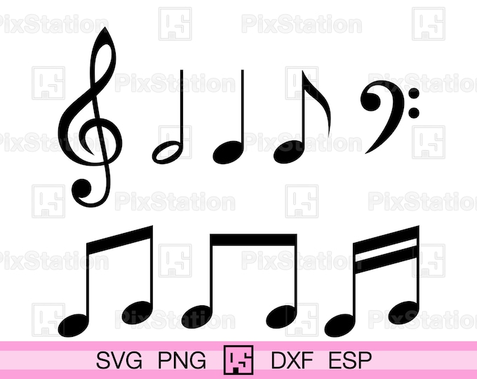 Treble Clef Svg, Bass Clef Svg, Heart Svg, Music Notes Svg, Music ...