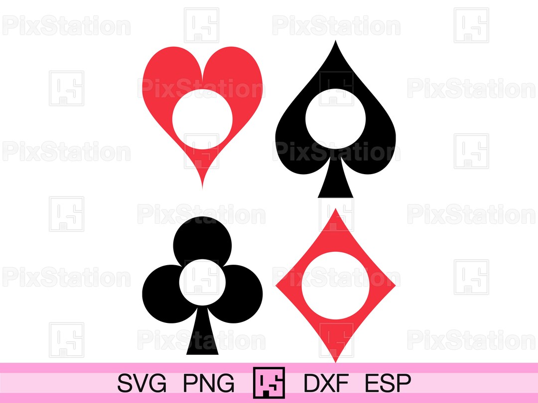 Playing Card Suit Circle Monogram Svg, Spade Club Heart Diamond Poker ...
