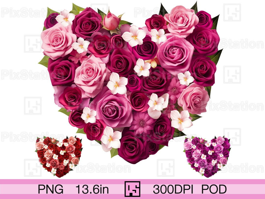 Valentines Purple Rose Heart Png, Floral Rose Heart Png, Pink Wedding ...