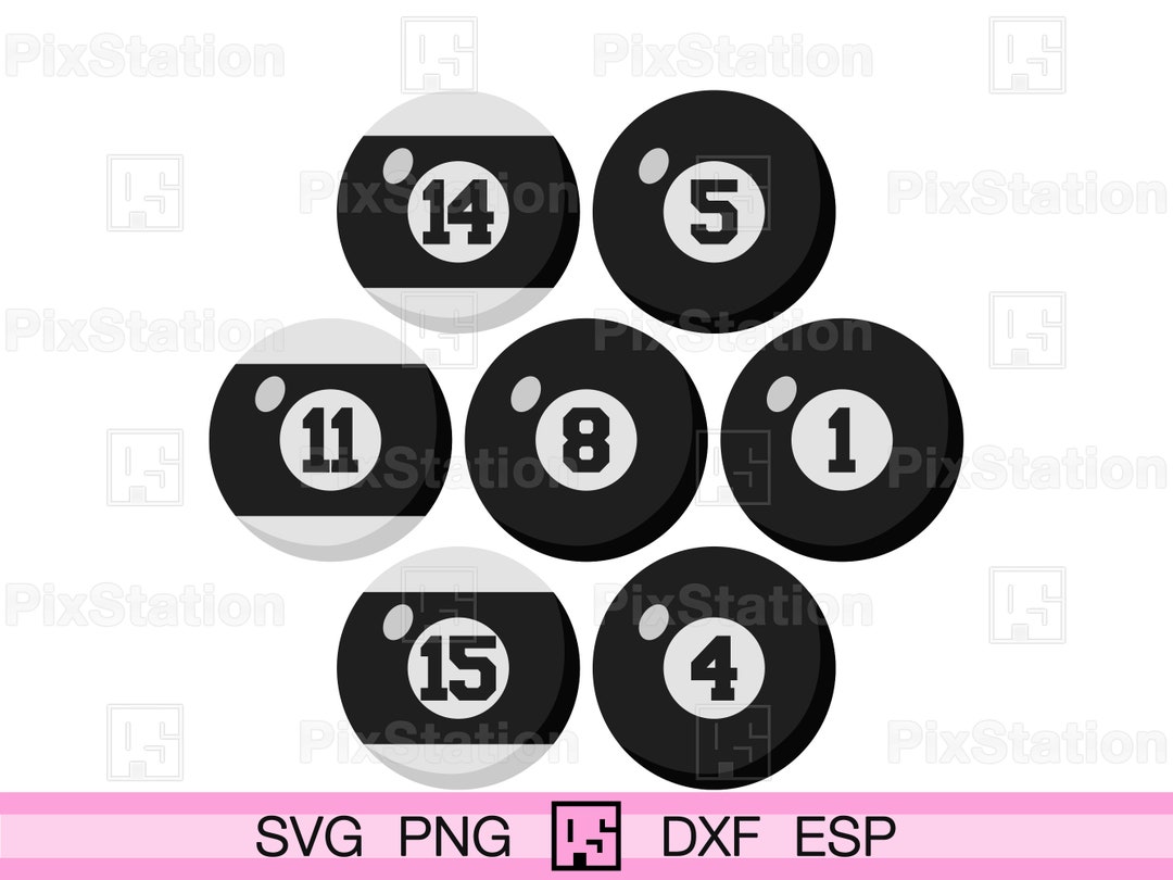 Dark Gray Pool Balls SVG: Billiard Clipart, Cricut & Silhouette Cut ...