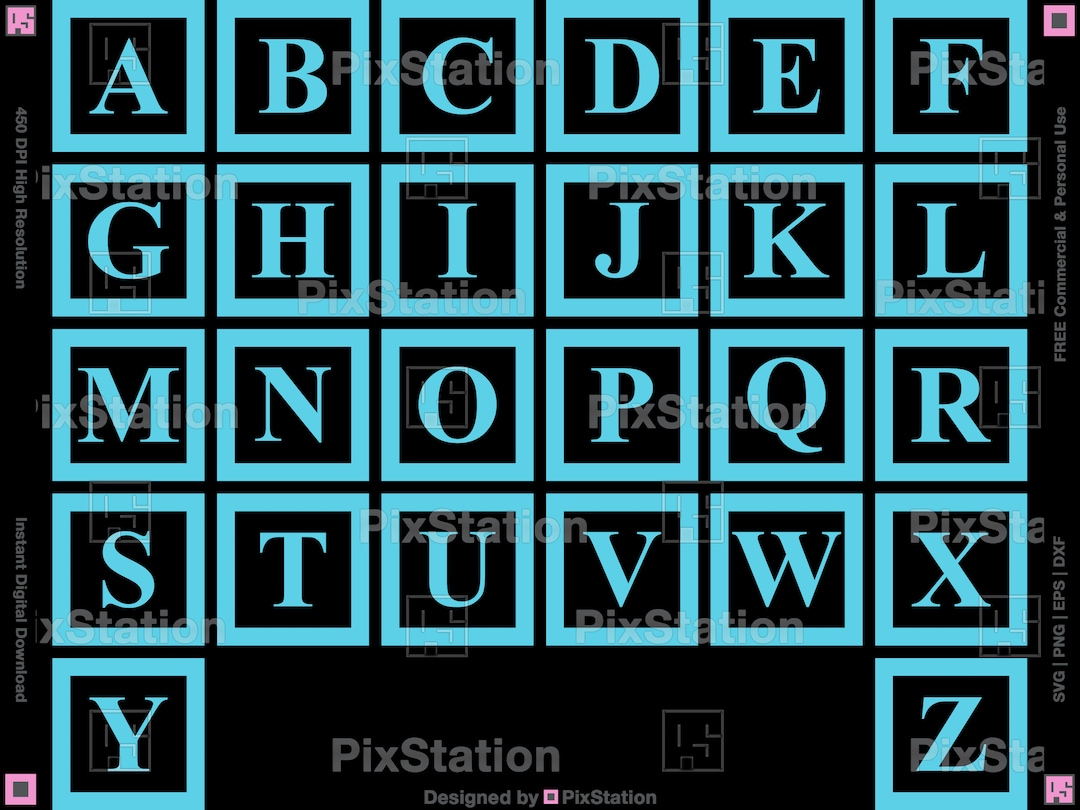 Blue Alphabet Blocks Svg, Building Blocks Svg, Block Font Svg, Block ...