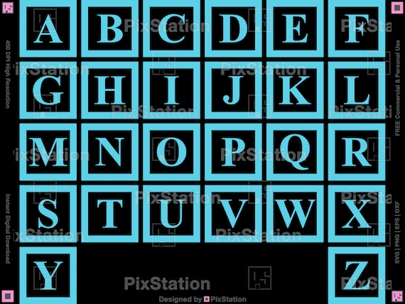 Blue Alphabet Blocks Svg Building Blocks Svg Block Font Svg - Etsy
