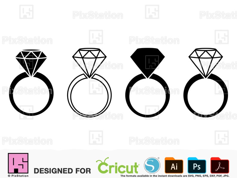 Wedding Ring Svg Diamond Ring Svg Clip Art Vector Dxf Pdf Jpg | Etsy