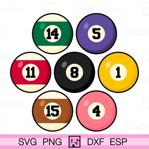 Pool Balls SVG Bundle: Billiard Clipart, Cricut & Silhouette Cut Files ...