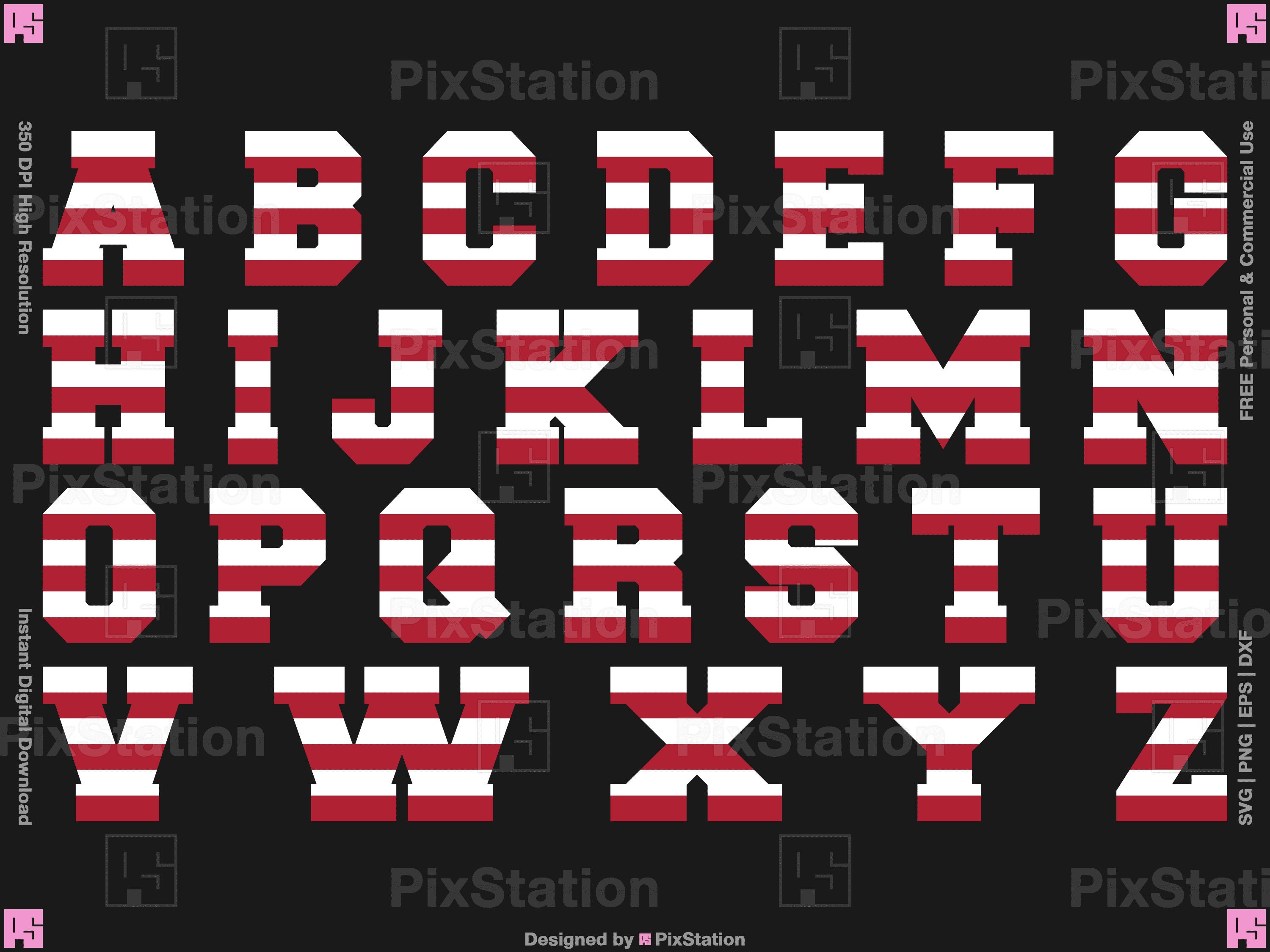 USA Flag Stars and Stripes Patriotic Alphabet Bundle - Etsy