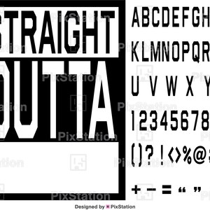 4x Straight Outta Blank Template Bundle Svg With Letters Numbers and ...