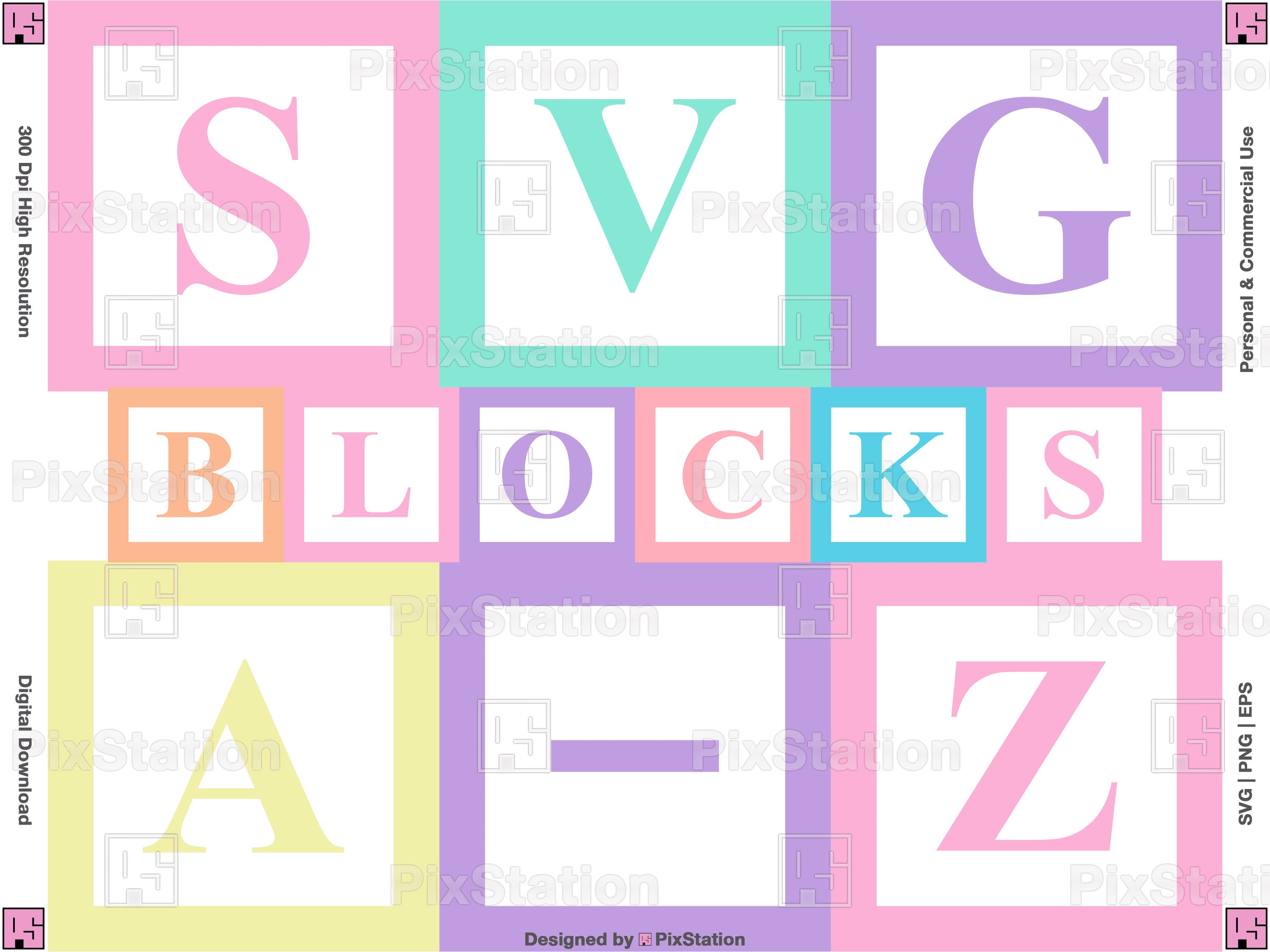 Pastel Alphabet Blocks Svg Building Blocks Svg Block Font - Etsy