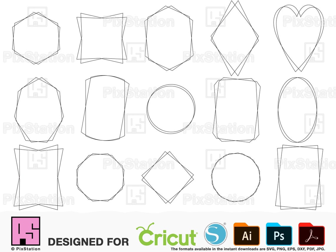 Geometric Frames Svg Heart Svg Diamond Svg Wedding Frames | Etsy