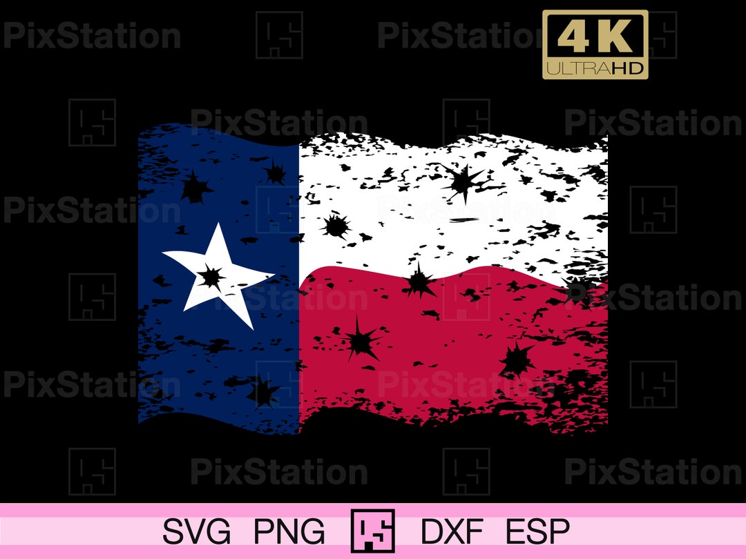 Distressed Texas Flag SVG, Bullet Hole Waving Texas Design (digital ...