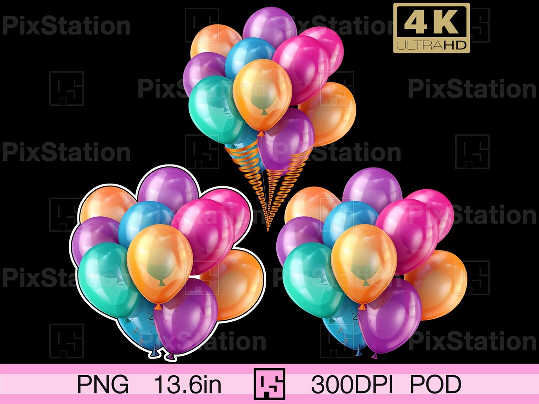 Balloons Set Png, Colored Sublimation Balloons, Colored Balloons Set ...