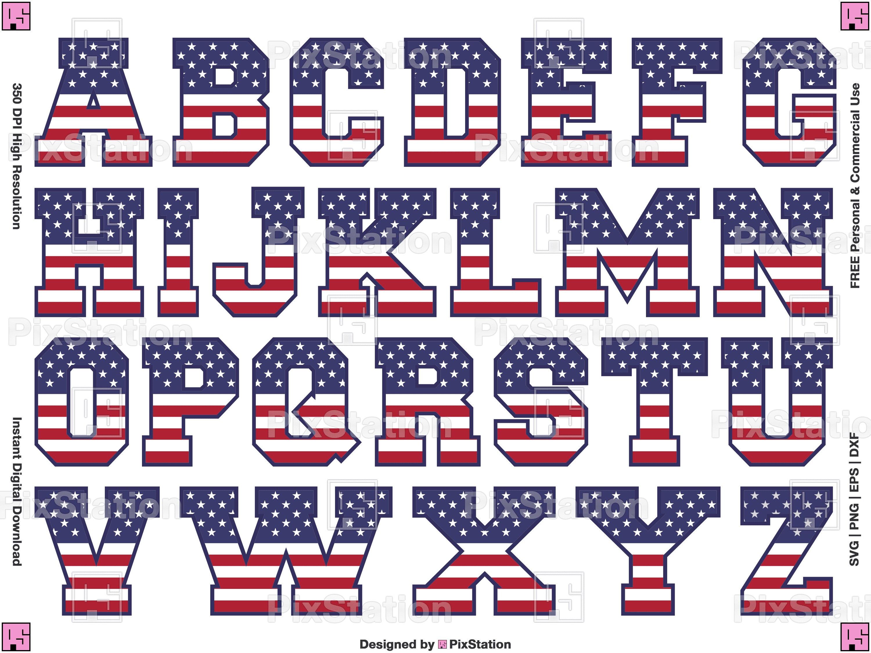 Varsity USA Flag Alphabet Patriotic Lettersusa Independence - Etsy