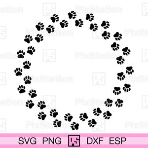 Pet Paw Print Frame Svg Bundle, Animal, Dog, Cat, Paw Print Frame Heart ...