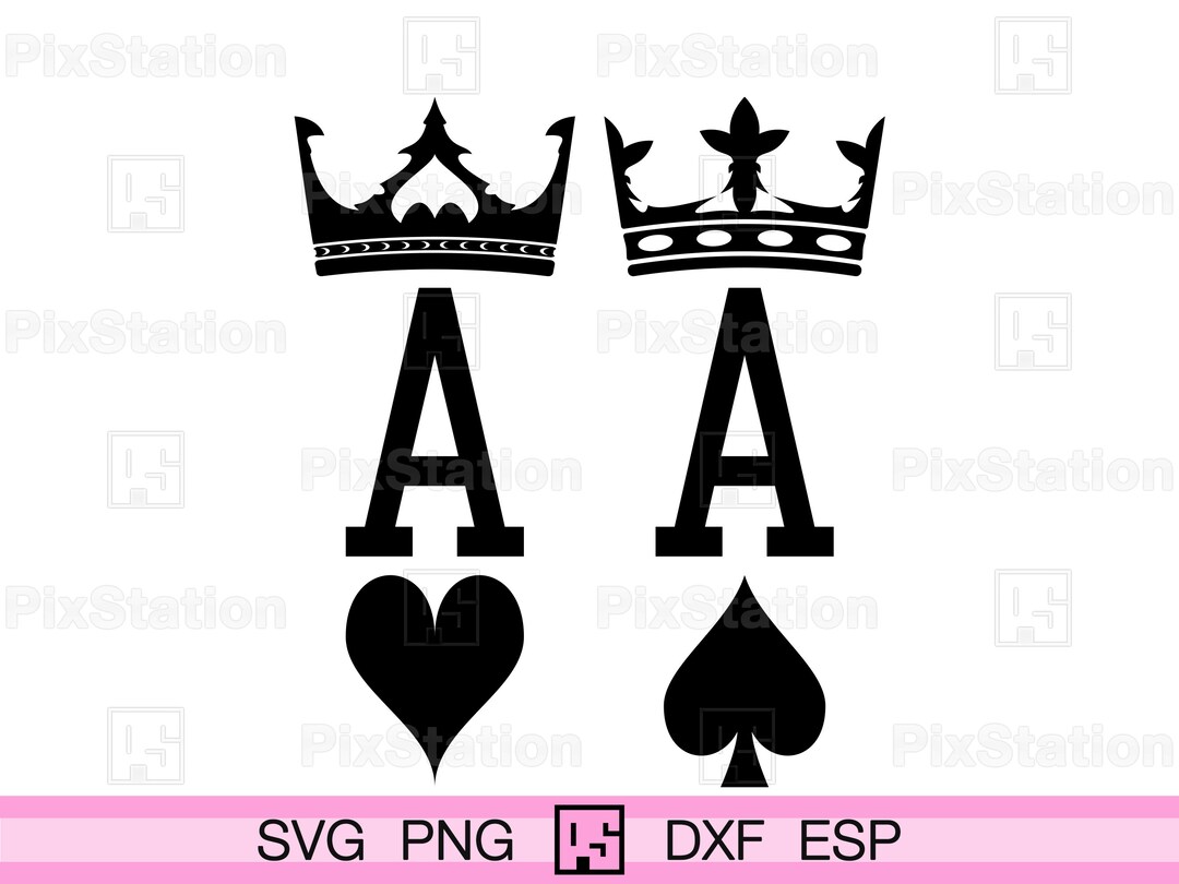 Ace of Spades & Hearts Crown SVG, PNG, PDF Cut Files - Etsy