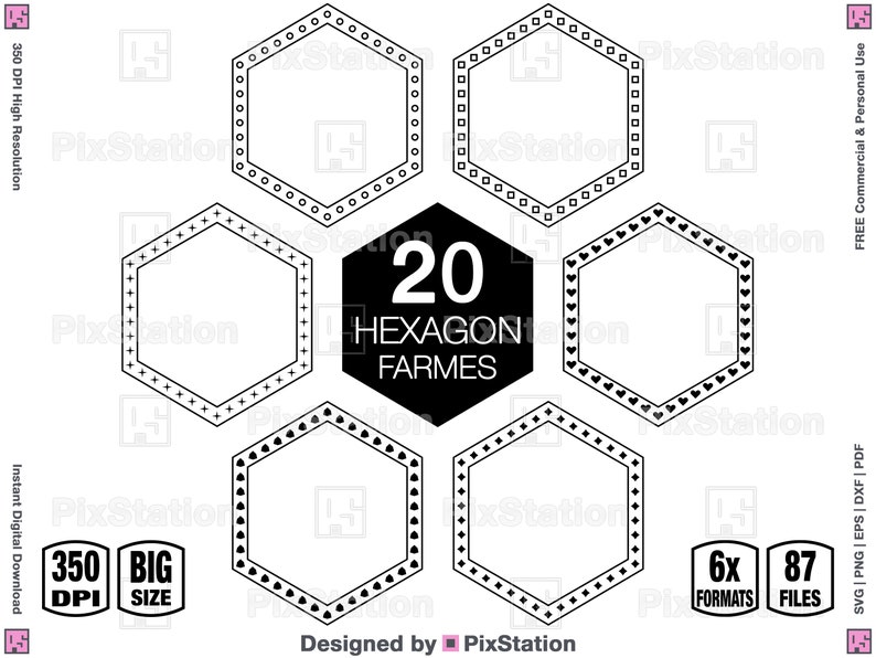 Hexagon Frame SVG Bundle: Monogram & Keychain Designs (digital Download ...