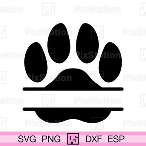 Paw Svg Monogram, Split Animal Paw Footprint Png, Dxf, Svg Decal Cut ...