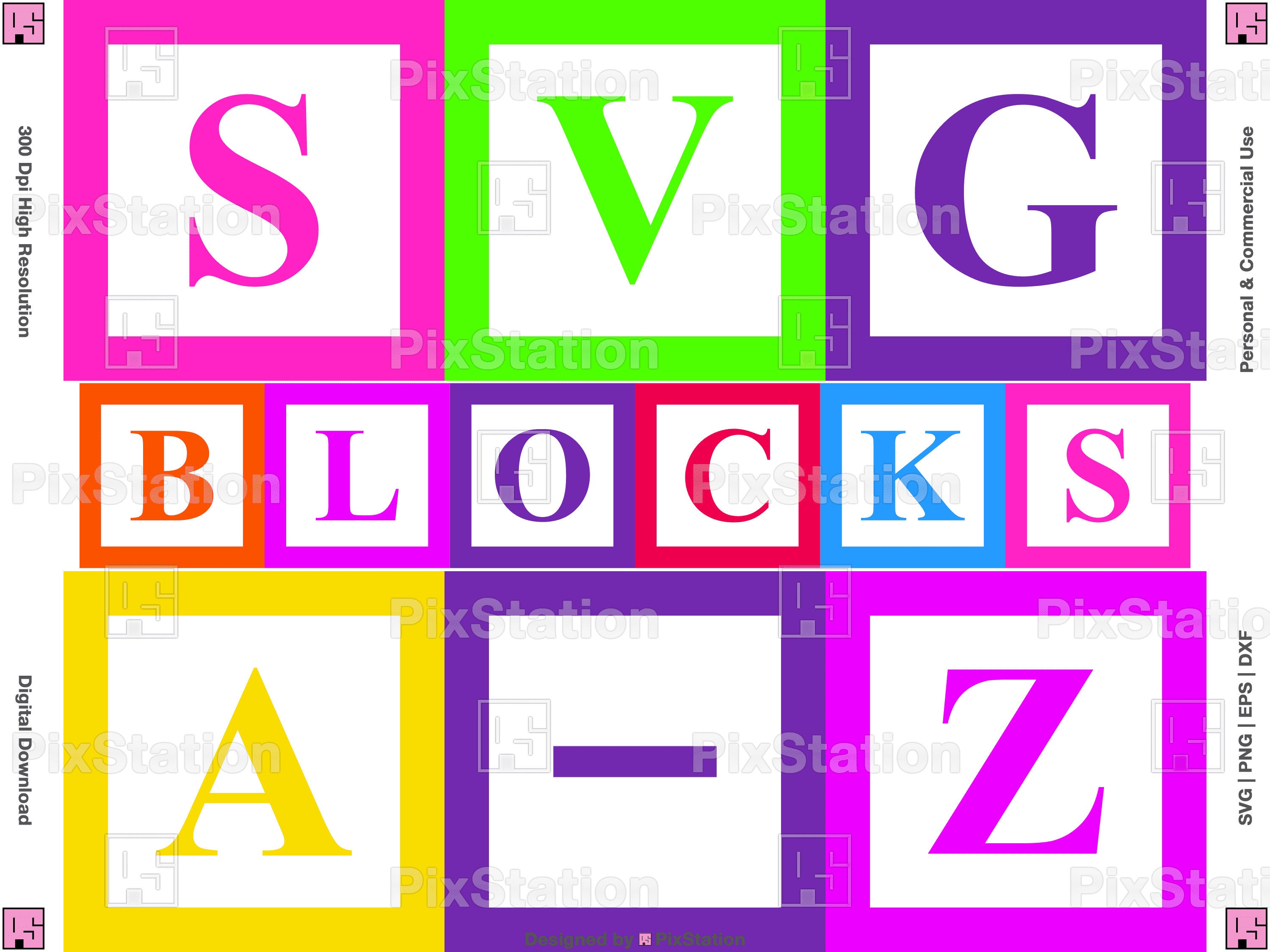 Alphabet Blocks Svg Building Blocks Svg Block Font Svg | Etsy