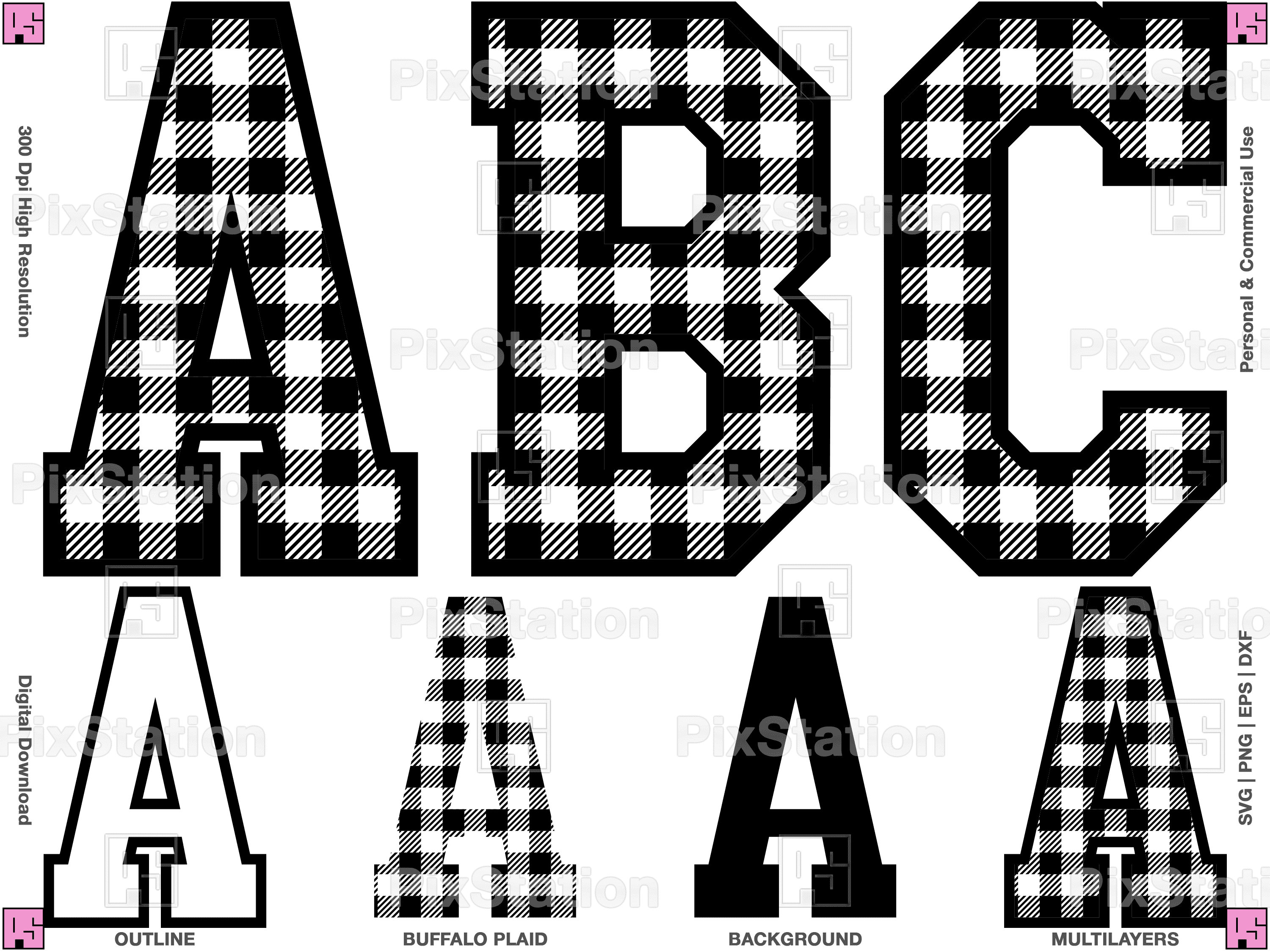 Buffalo Plaid Alphabet SVG: Varsity Letters & Numbers (digital Download ...