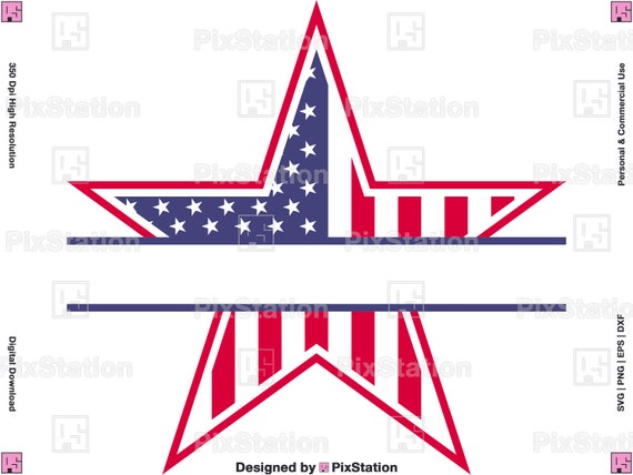American Flag Star Split Svg Star Split Monogram Patriotic - Etsy