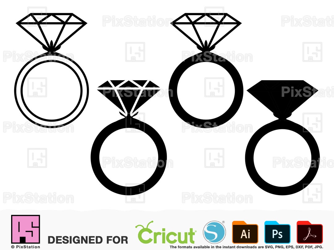 Anillo de diamantes Svg, anillo de bodas Svg Clip art Vector Dxf Pdf ...