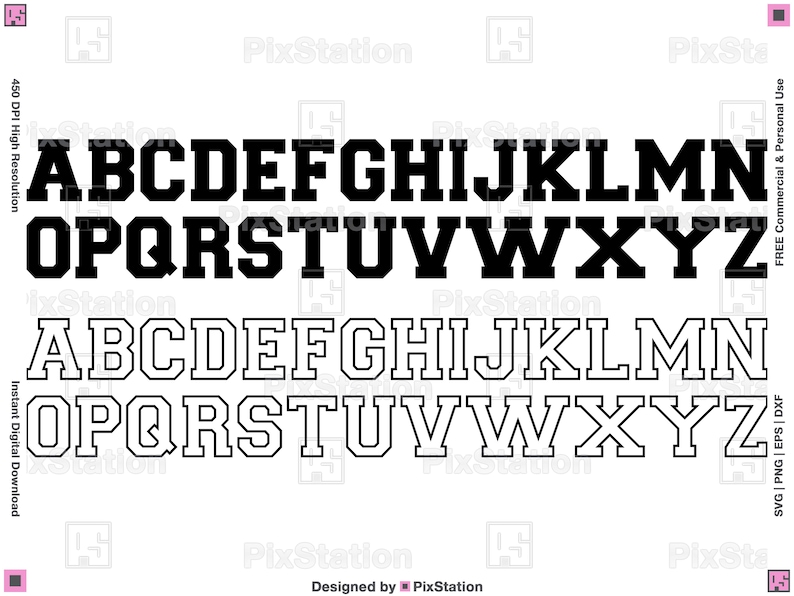 Two Sports College Fonts Svg Bundle Outline Varsity Font - Etsy