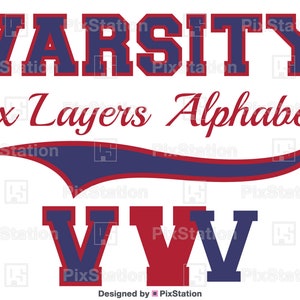 Varsity Alphabet SVG: Layered Letters & Numbers (cut Files) - Etsy