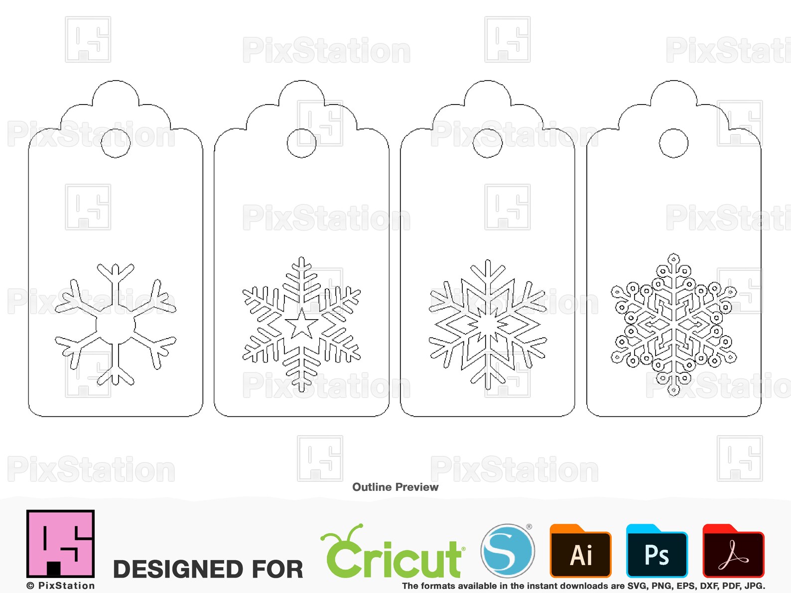 Tag Svg Tag Template Svg Snowflake Gift Tags Svg Printable | Etsy