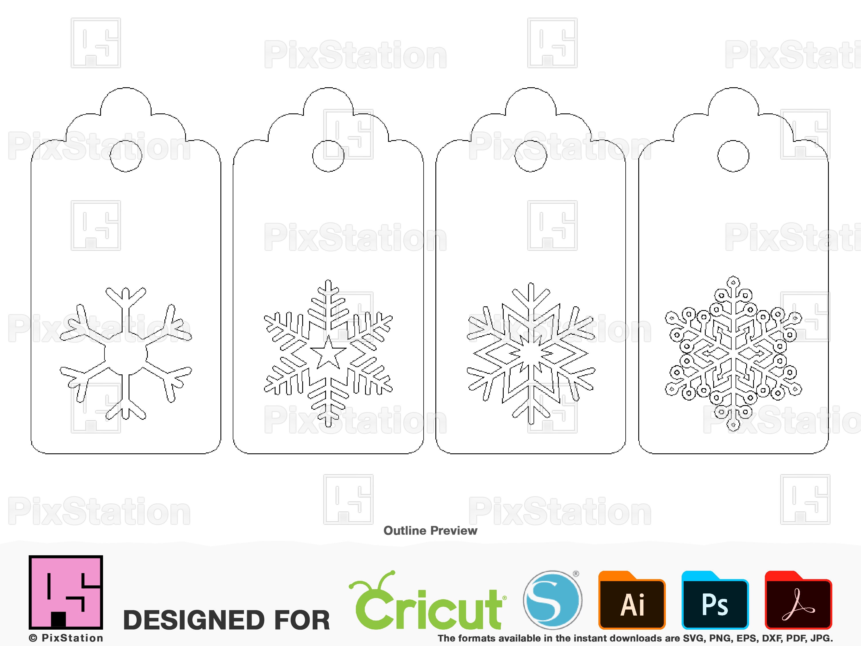 Tag Svg Tag Template Svg Snowflake Gift Tags Svg Printable - Etsy