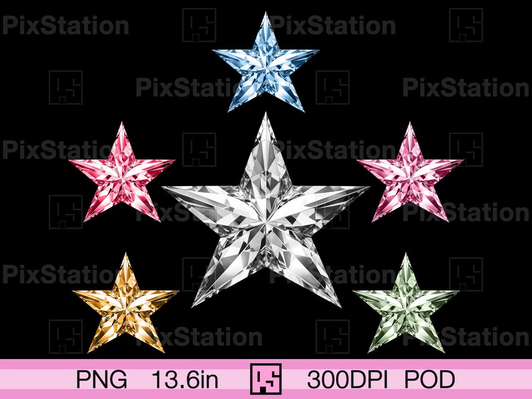 Silver Diamond Star Png, Pink Gem Star Png, Blue Glass Star Clipart ...