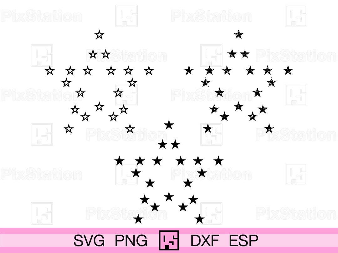 American Flag Star SVG: Distressed Outline Cut Files (digital Download ...