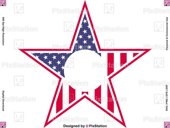 American Flag Star Monogram Svg Patriotic Star Svg 4th of - Etsy