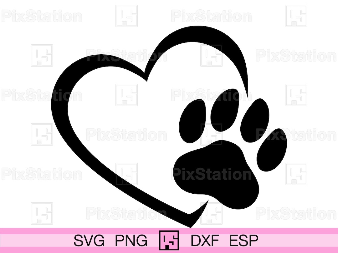 Hond poot hart, liefde dier poot hart png, dxf, jpg, pdf, svg sticker ...