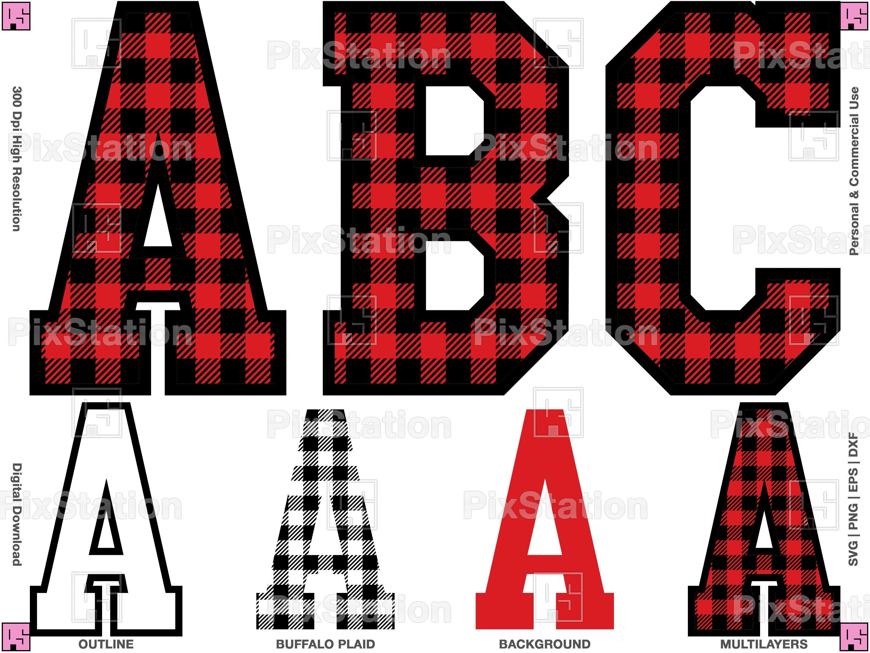 Buffalo Plaid Alphabet Multi Layered Svg Red Buffalo Plaid | Etsy