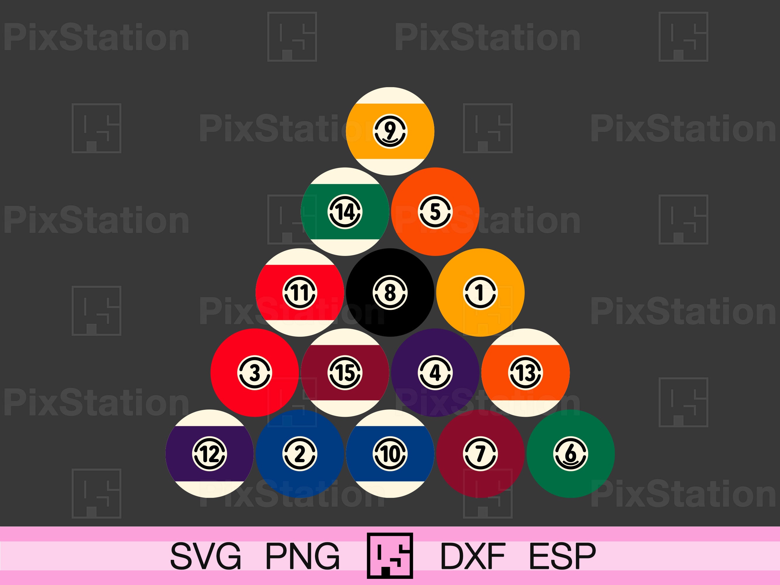 Pool Balls SVG Bundle: Billiard Clipart, Cricut & Silhouette Cut Files ...
