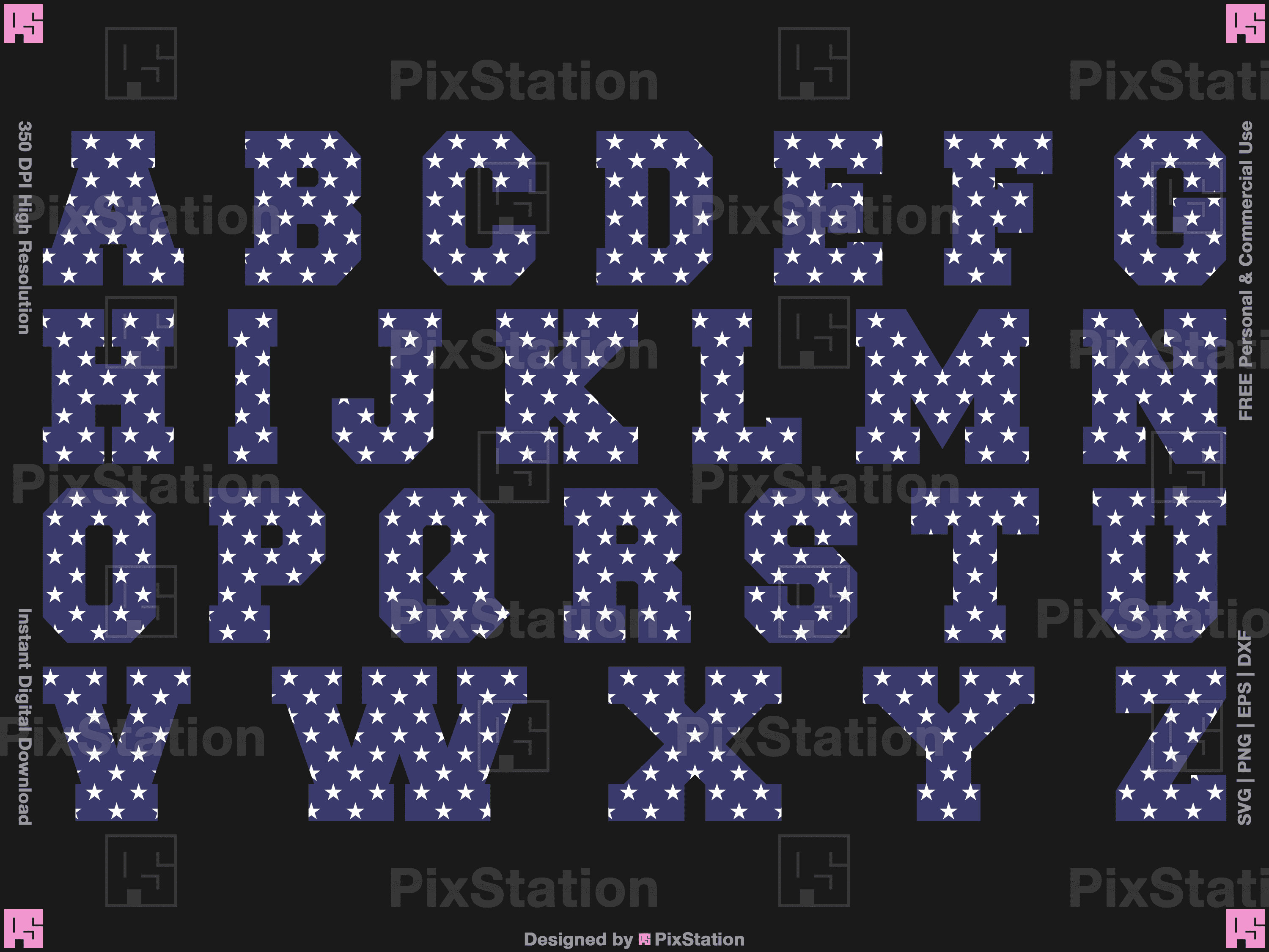 USA Flag Stars and Stripes Patriotic Alphabet Bundle - Etsy