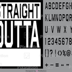 4x Straight Outta Blank Template Bundle Svg With Letters Numbers and ...